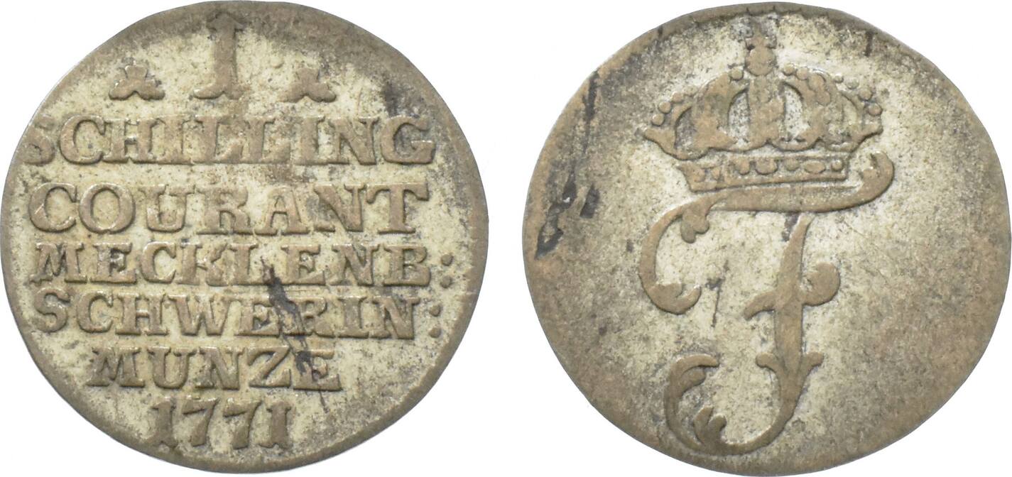 Deutschlend Schilling 1771 Mecklenburg Schwerin, Friedrich II. (1756-1785) TB-TTB | MA-Shops