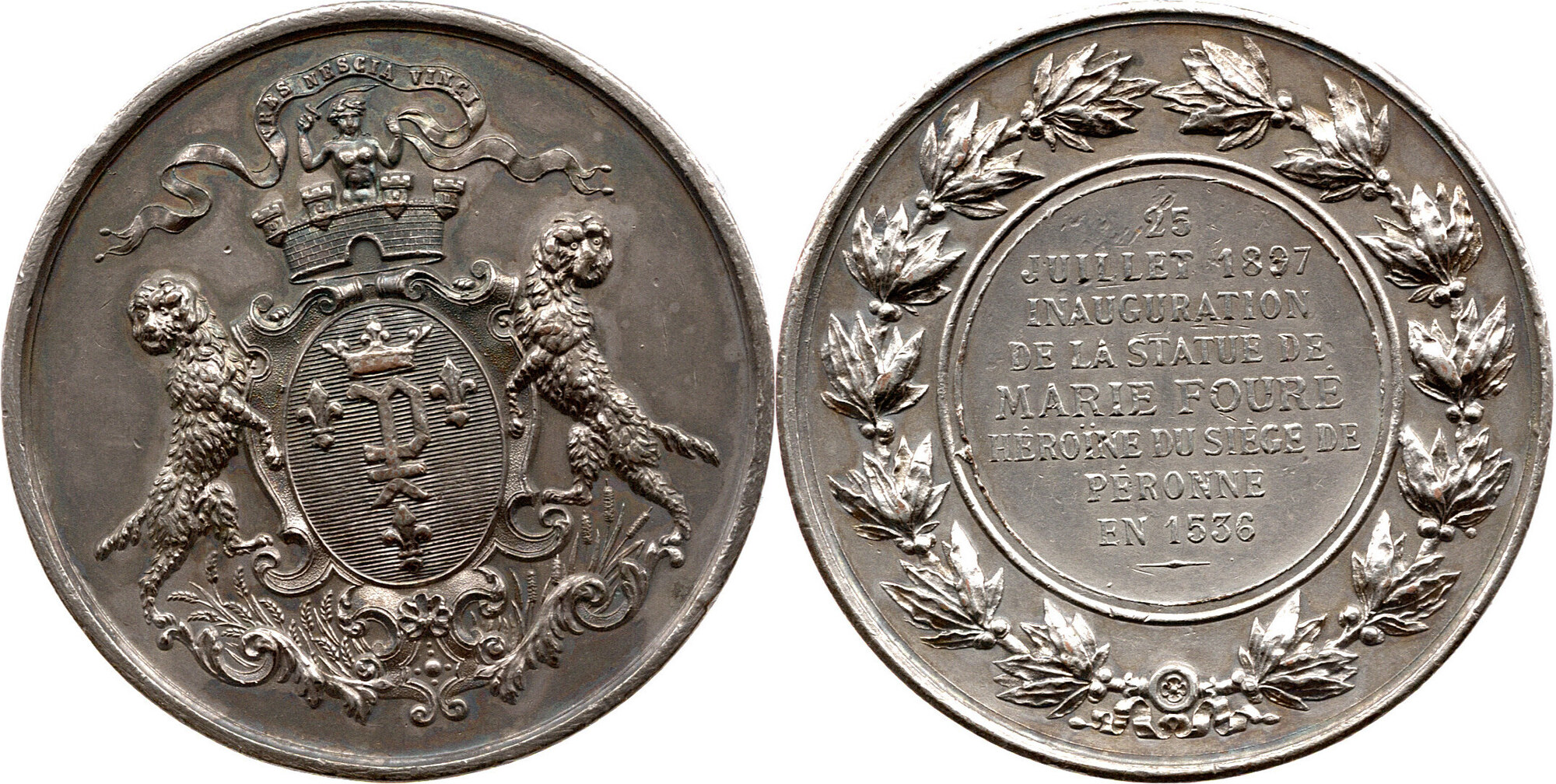 Frankreich Silbermedaille 25. Juli 1897, Statue von Marie Foure ...
