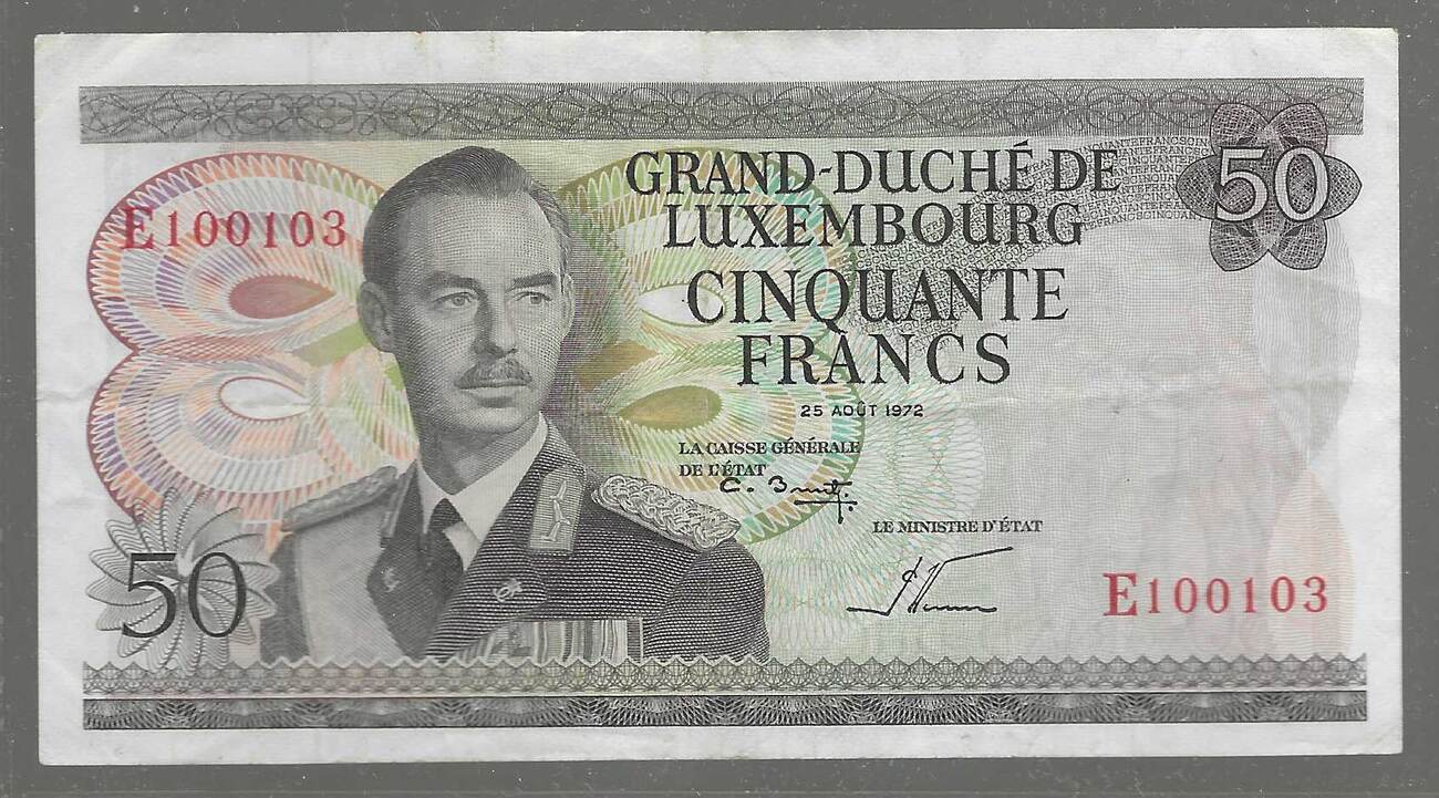 LËTZBUERG/LUXEMBOURG. 50 Frang, Francs. 25/08/1972. Groussherzog John ...