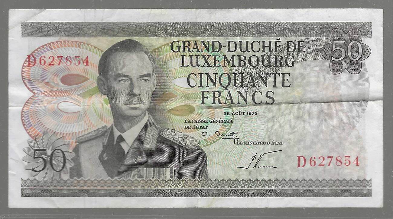 LËTZBUERG/LUXEMBOURG. 50 Frang, Francs. 25/08/1972. Groussherzog John ...