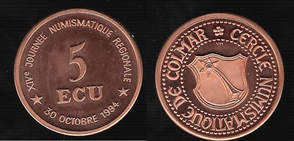 FRANCE/ELSASS 5 Ecu 30.10.1994 Colmar. Armoiries, Wappen SUP | MA-Shops