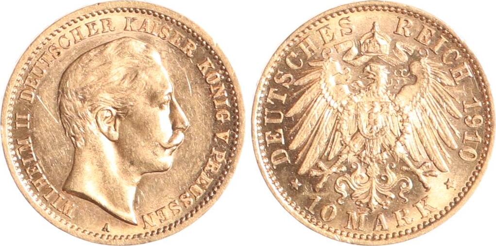 Preussen 10 Mark 1910 A Wilhelm II. 1888-1918. SUP | MA-Shops