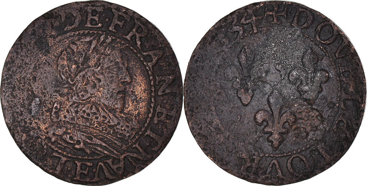 France Double Tournois 1634 Tours Monnaie, Louis XIII, Tours, Cuivre ...