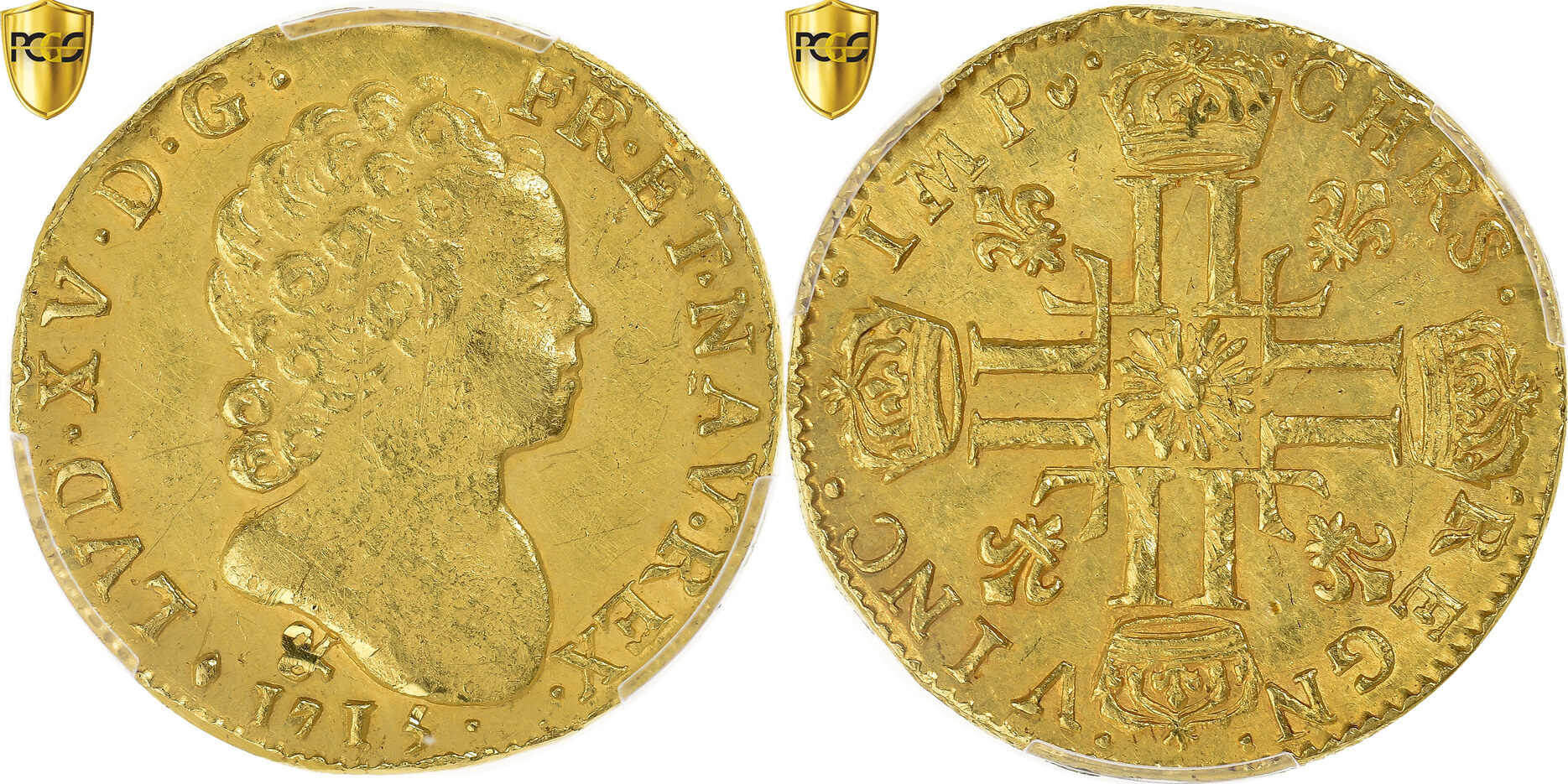 France 1715 Aix Louis XV, Louis d'or au Soleil, Aix, Pedigree, Or, PCGS ...