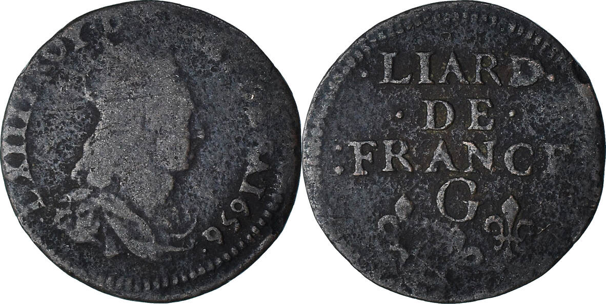 France Liard de France 1656 Lusignan Louis XIII, Lusignan, Cuivre, C2G ...