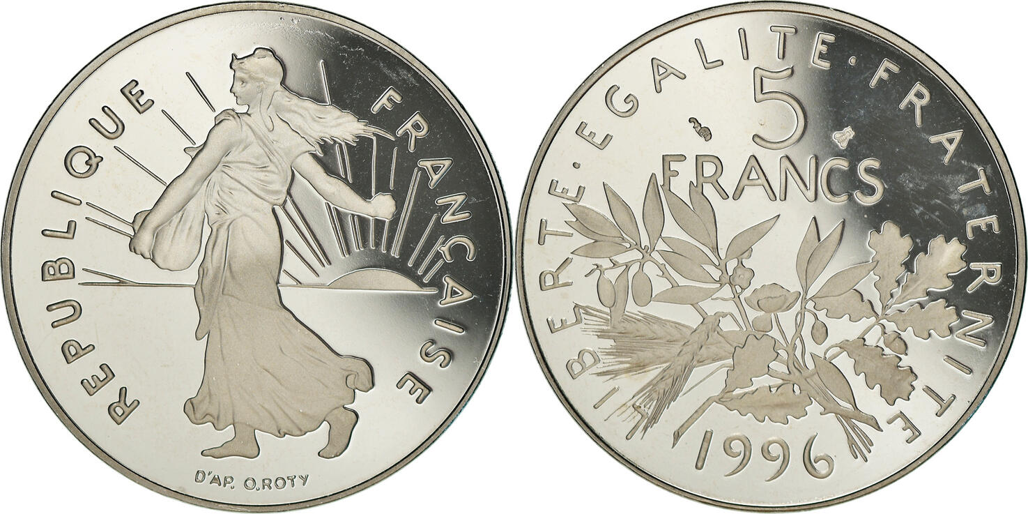France 5 Francs 1996 Paris Monnaie, Semeuse, Paris, Proof / BE, Nickel Clad FDC | MA-Shops