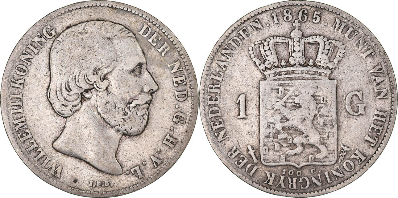 Pays-Bas Gulden 1865 Monnaie, William III, Argent, KM:93 TB+ | MA-Shops