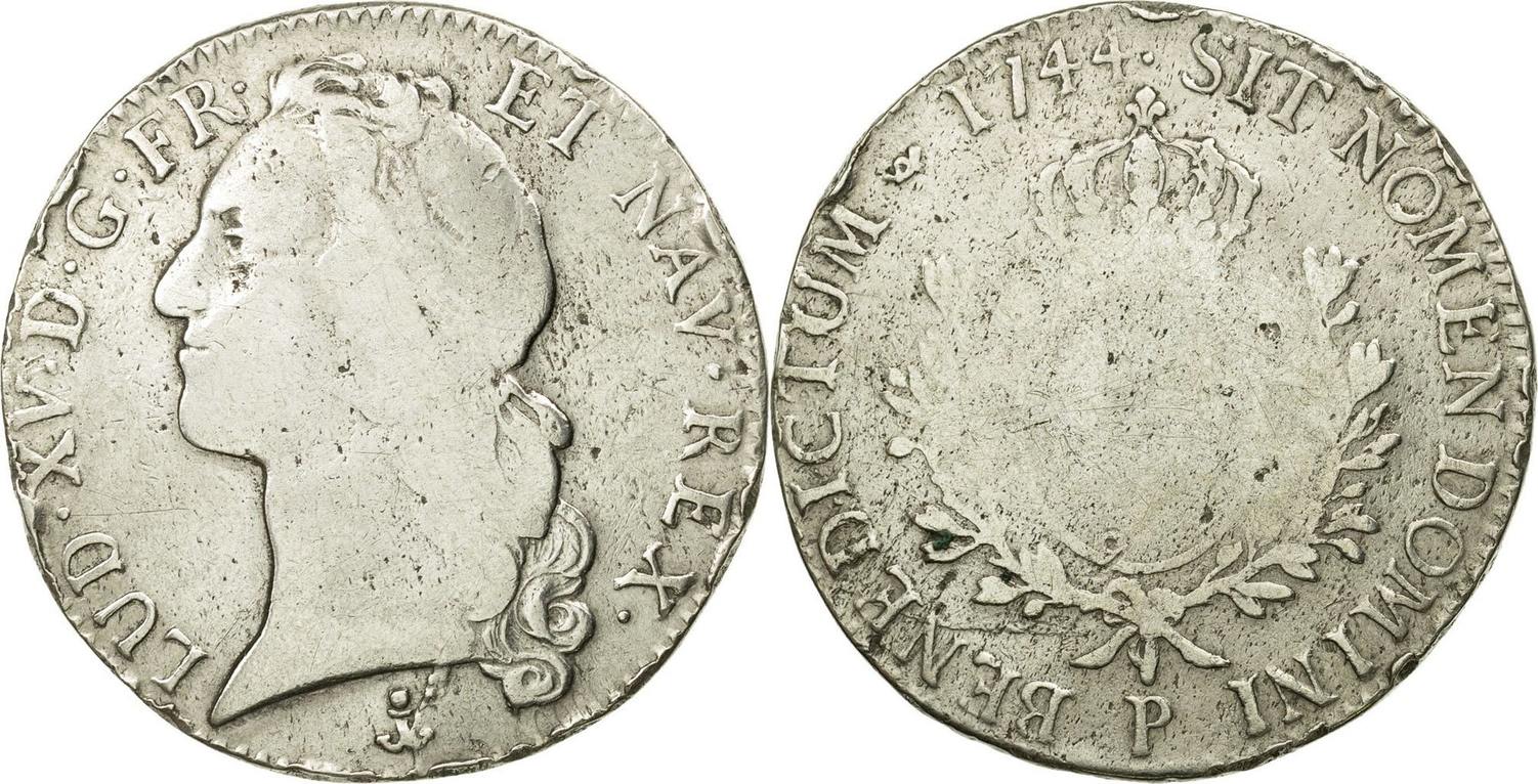 France Ecu 1744 Dijon Monnaie, Louis XV, Dijon, Argent, Gadoury:322 B+ ...