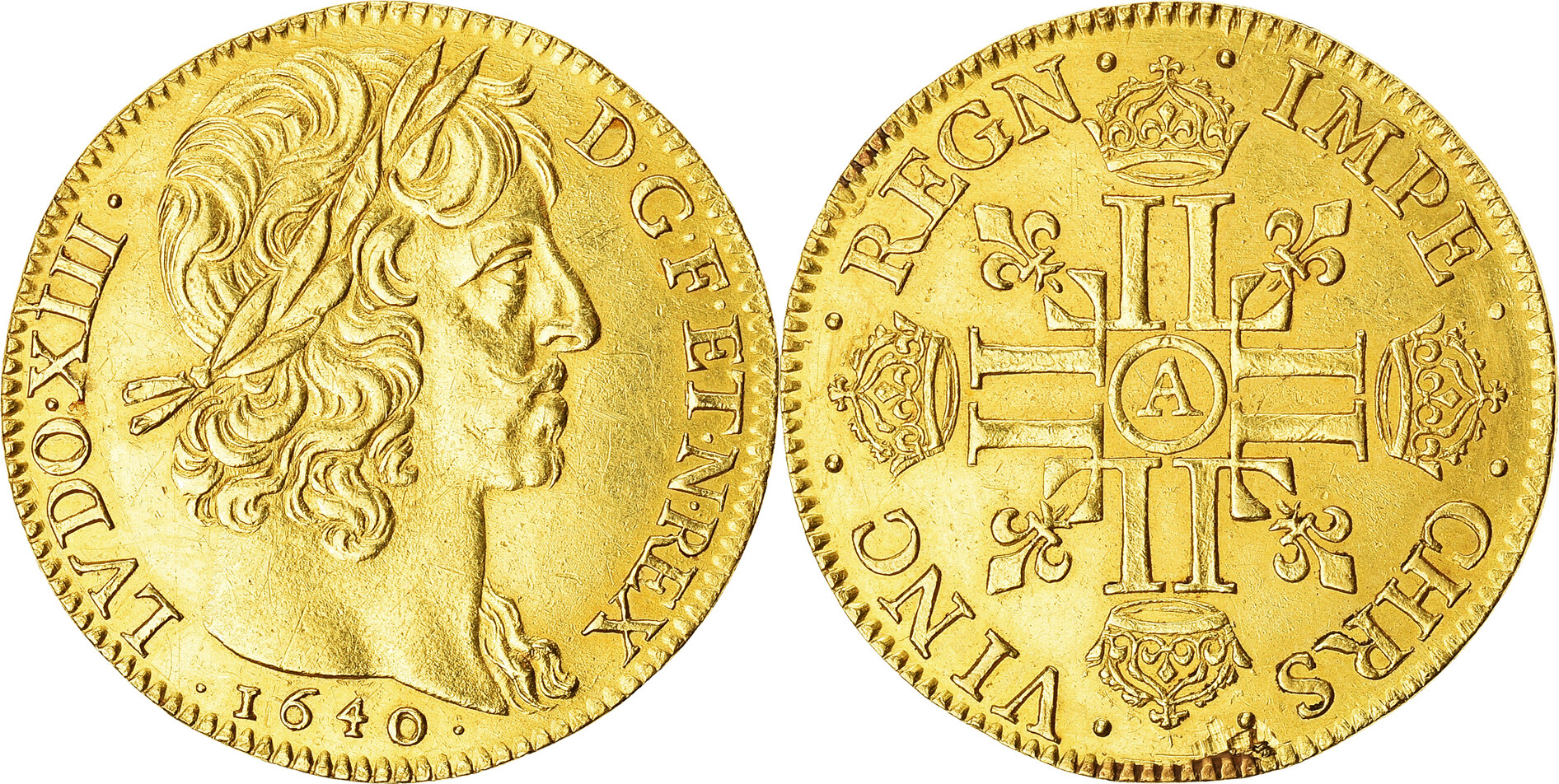 France Louis d'Or 1640 Paris Louis XIII, Paris, Collection Docteur F ...