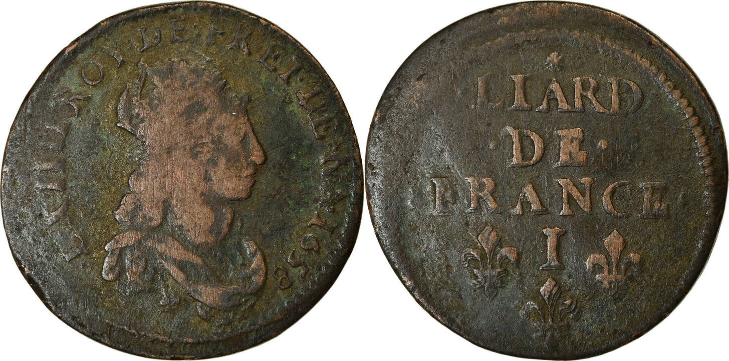 France Liard de France 1658 Limoges Monnaie, Louis XIV, Limoges, Cuivre ...