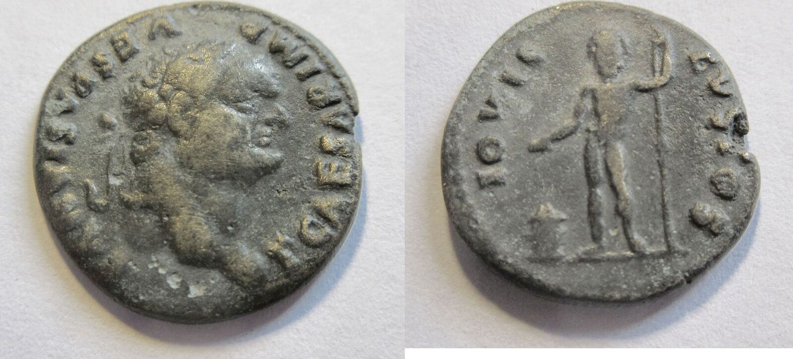 Rom 76 n. Chr. Denar (Limesfalsa) von Titus Rs. Jupiter n. links ...