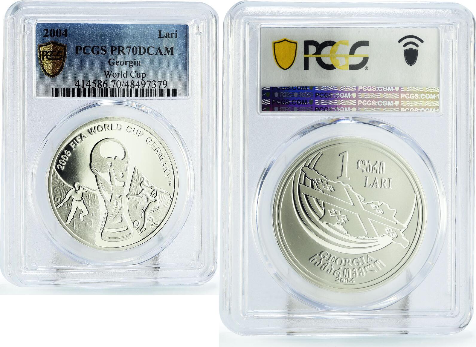 Georgia 1 lari Football World Cup in Germany Trophey PR70 PCGS silver ...