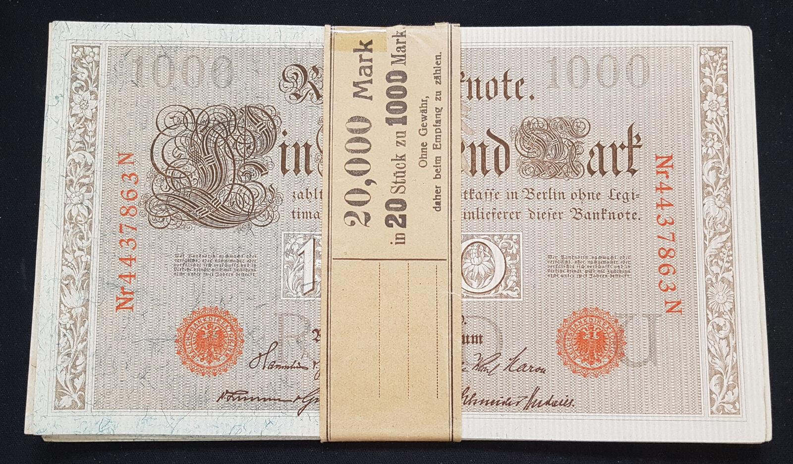 Deutschland Lot 1910 20 Stück 1000 Mark in Originalbanderole SPL. | MA ...