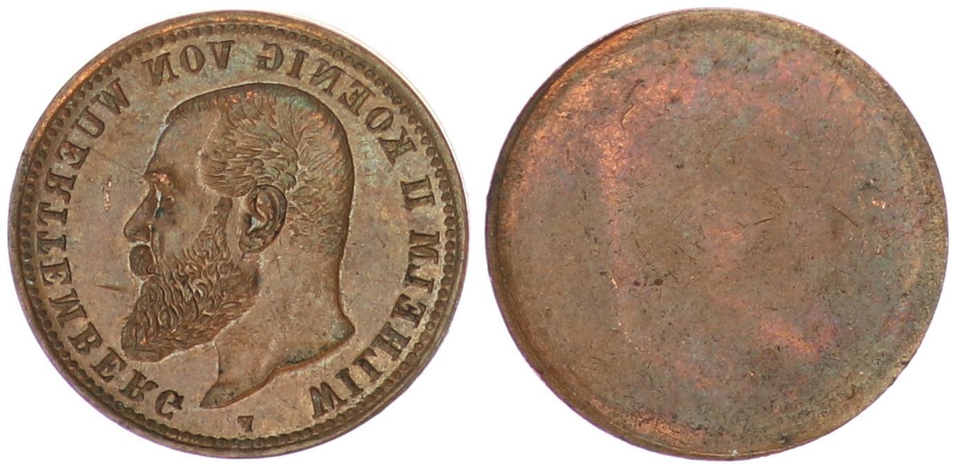 Württemberg 10 Mark Kupfer Probe ohne einseitiger inkuser Abschlag in ...