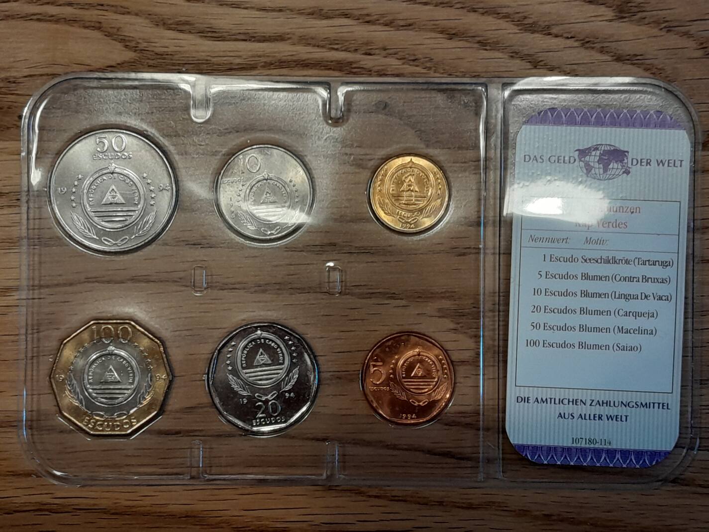 Kapverdische Inseln - Kap Verde 186 Escudos (6 Münzen) 1994 Cape Verde ...