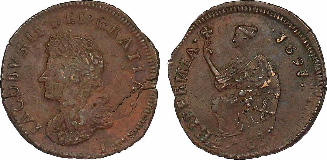 Irland 1/2 Penny 1691 James II. (1685 - 1701) unter der Belagerung von ...