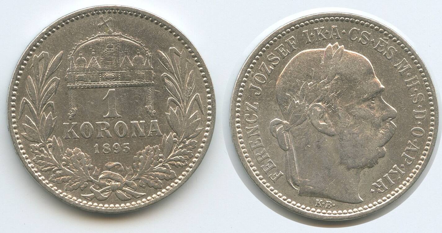 Ungarn Kaiserreich 1 Korona 1895 KB Kremnitz G5725 - Kaiser Franz Joseph I. 1848-1916 Hungary ...