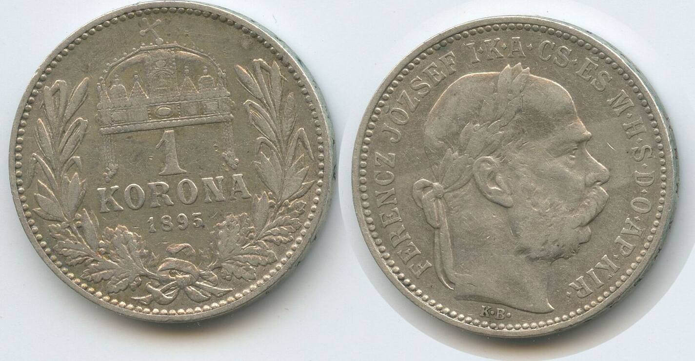 Ungarn Kaiserreich 1 Korona (Krone) Silber 1895 KB Kremnitz G5709 ...