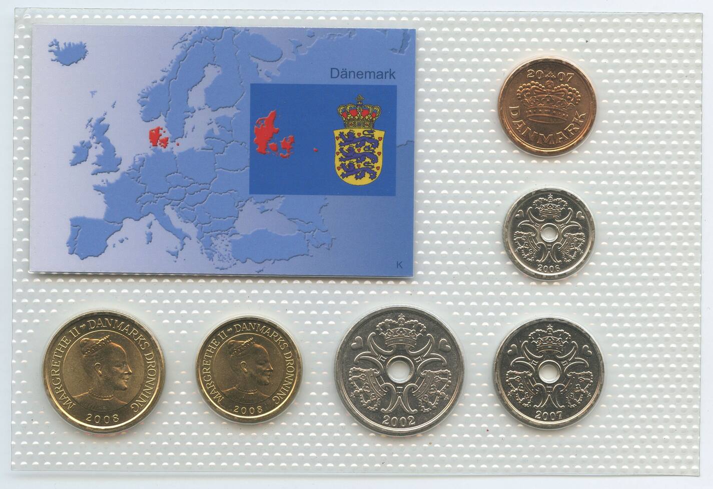 Dänemark Kursmünzensatz 50 Øre bis 20 Kroner KMS 2002-2008 GN689 ...