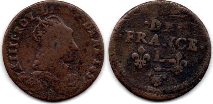 France Liard de France 1657 E Louis XIV B+ | MA-Shops