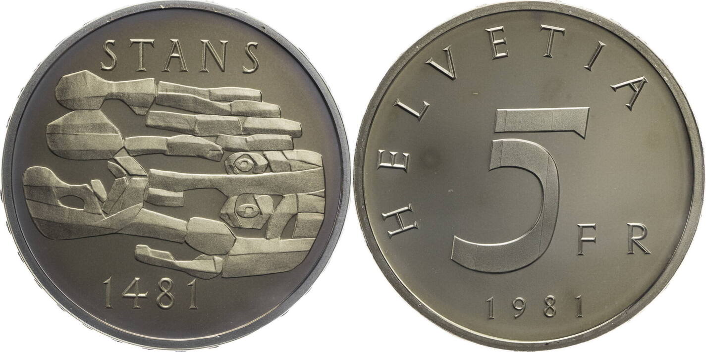 Schweiz 5 Franken 1981 500th anniversary of the Treaty of Stans FB (gekapselt) | MA-Shops