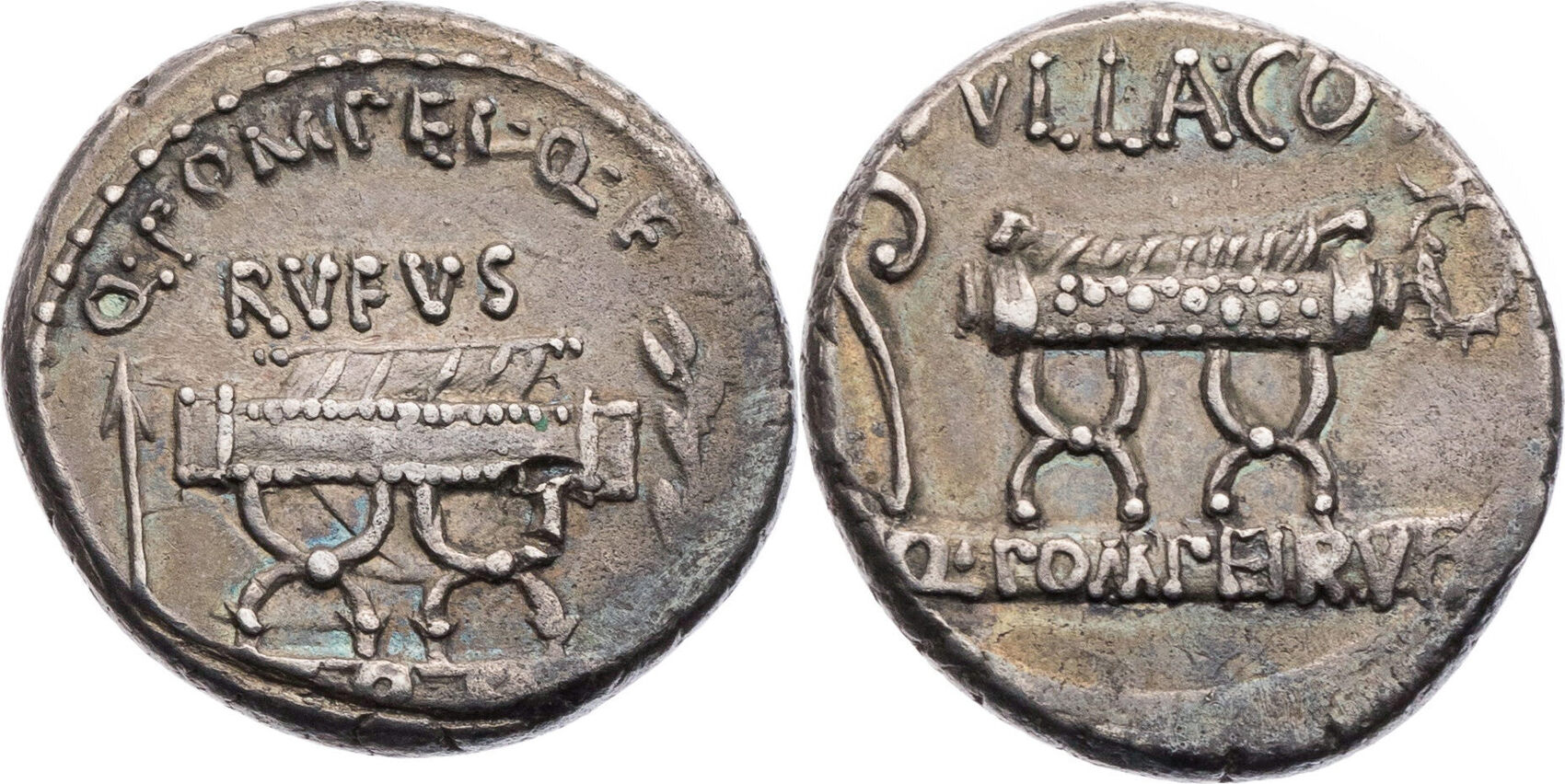 Römische Republik Denar 54 v. Chr. Q. Pompeius Rufus feine Tönung ...