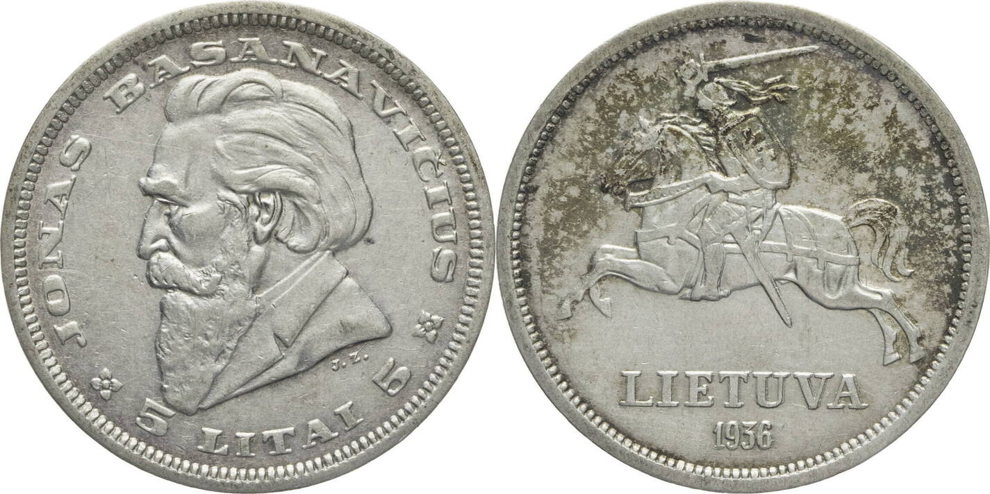 Litauen 5 Litai 1936 Jonas Basanavičius - Kursmünze TTB-SUP | MA-Shops