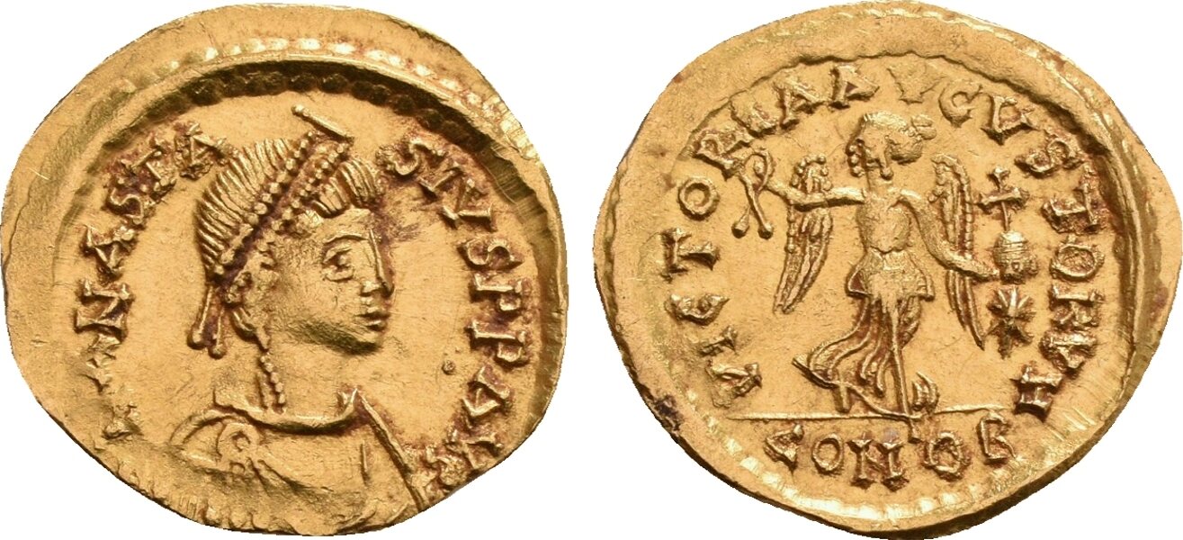 Anastasius I (491-518) Tremissis 492-518 n. Chr. Constantinopolis ...
