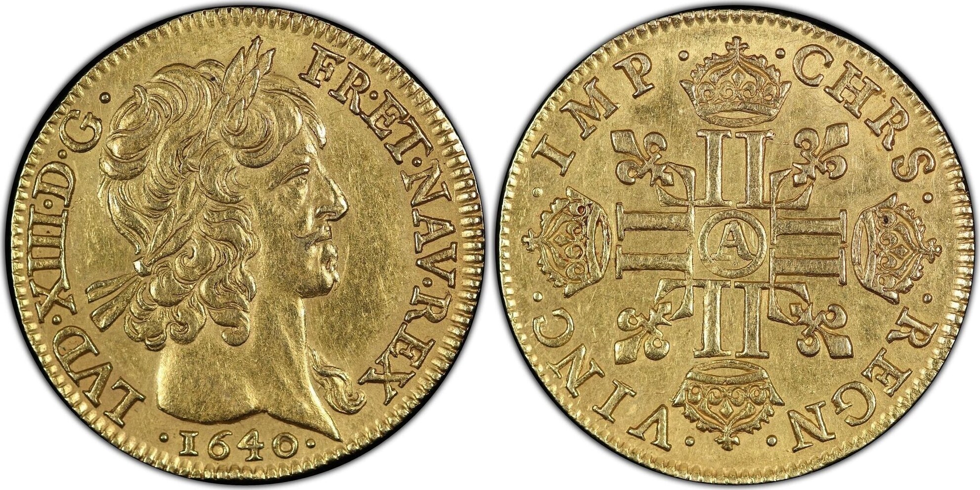 France Louis d'or 1640 Louis XIII de Warin à la mèche courte Paris ...