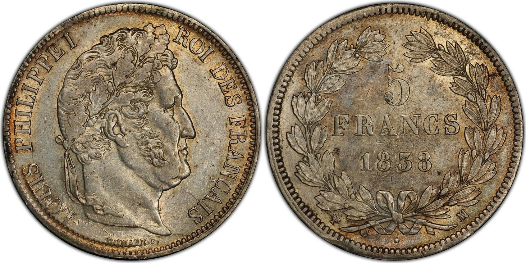 France 5 francs 1838 Louis-Philippe IIe type Domard Marseille Superbe ...