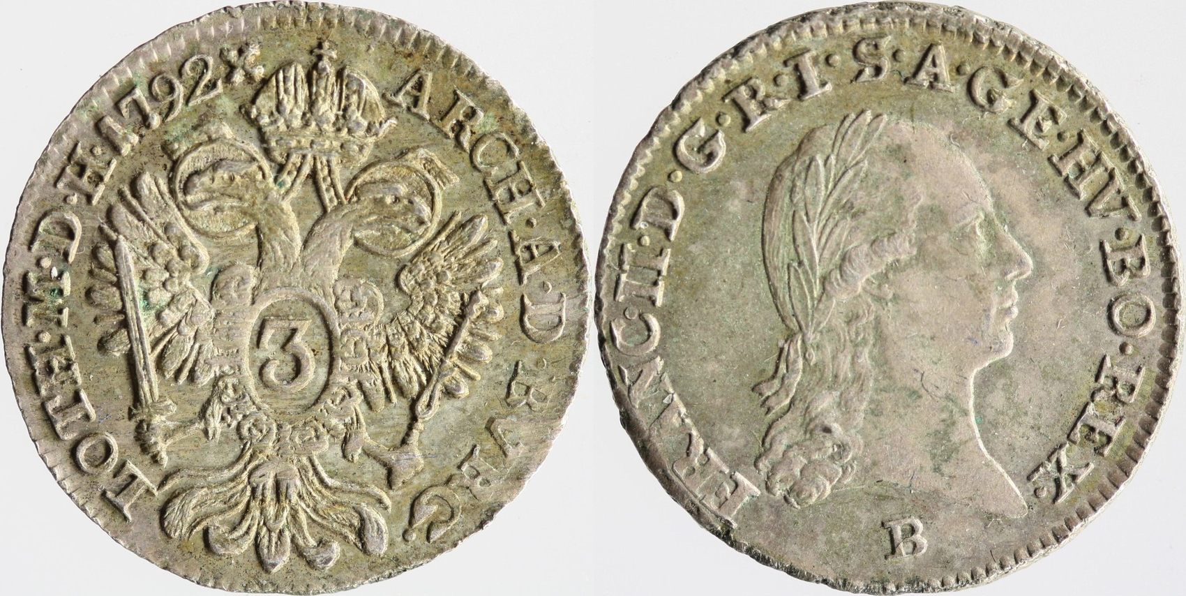RÖMISCH DEUTSCHES REICH 3 kreuzer 1792 B FRANZ 2., 1792-1835 SUP prfr+ /-mit patina | MA-Shops