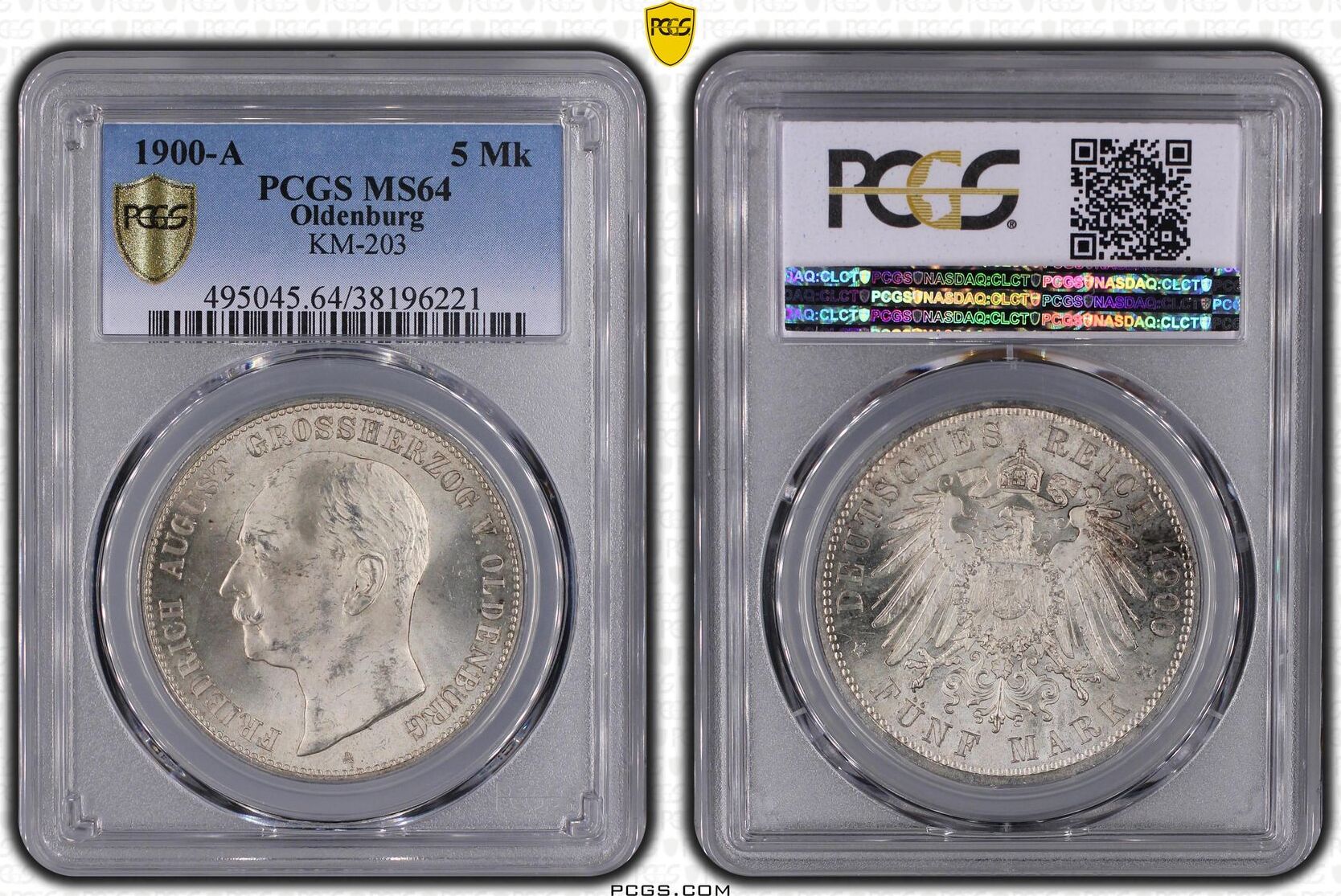 German States Oldenburg 1900A 5 Mark PCGS MS 64 F.STG/STG UNC MS64 | MA ...