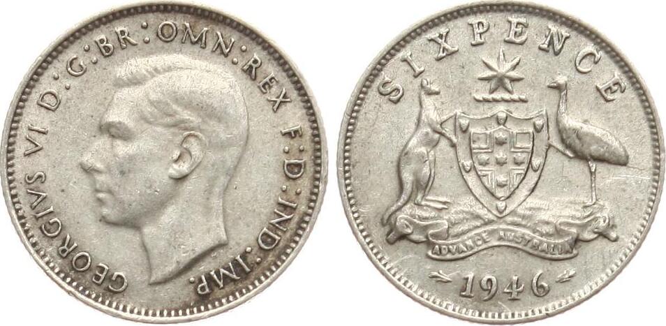 Australien Sixpence 1946 Georg VI: SUP | MA-Shops
