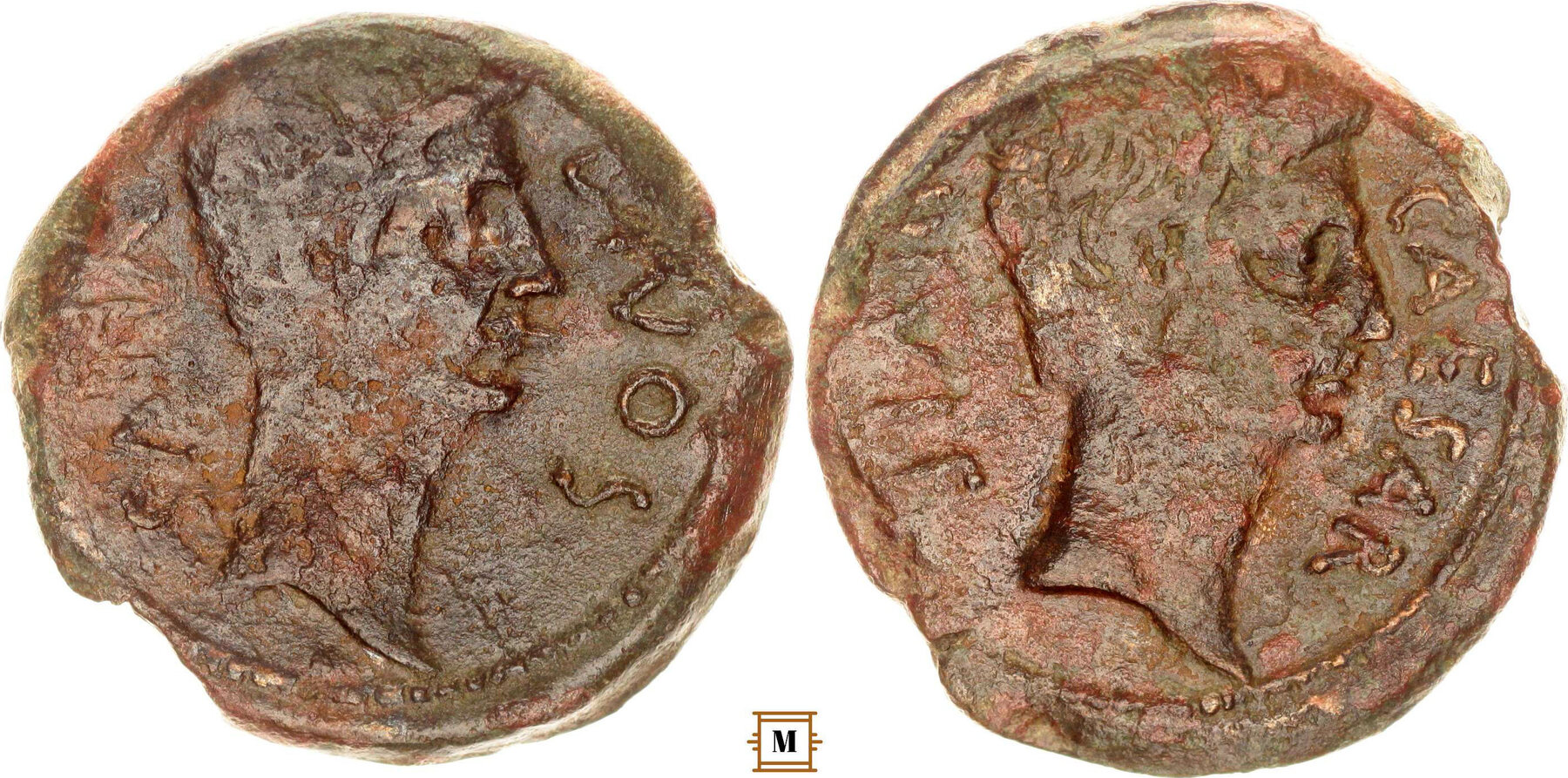 Roman Empire sestertius / dupondius 38 BC Octavian with Divus Julius ...