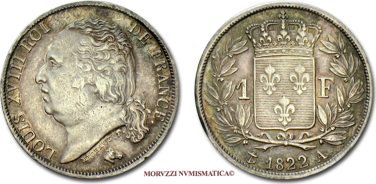 France / Frankreich FRANC 1822 A Louis XVIII mieux de TTB (45/70) | MA ...