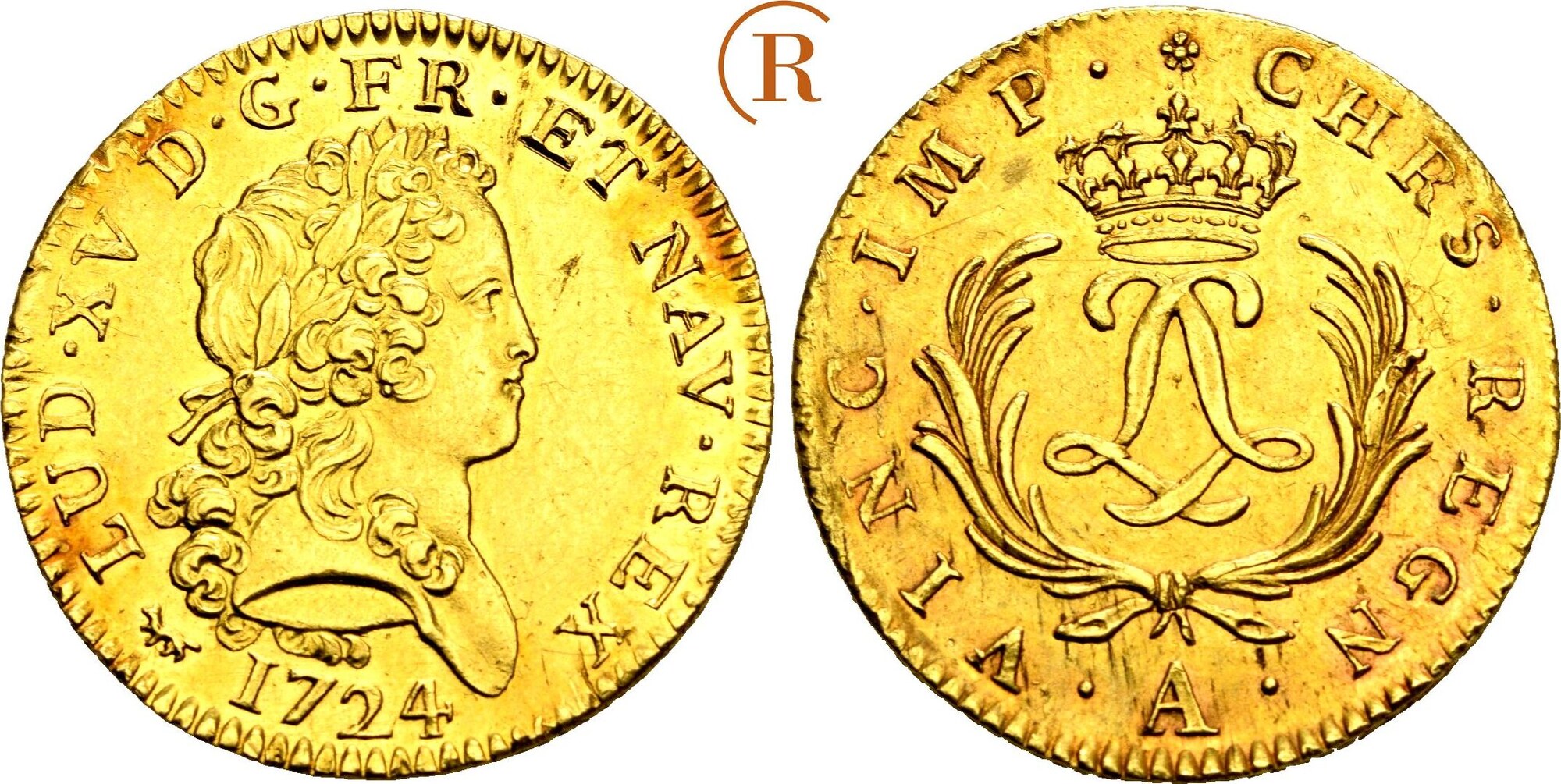 FRANKREICH Louis XV., 1715-1774 Mirliton Double Louis d´or 1724 A ...