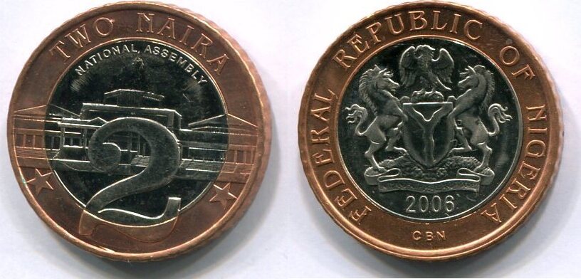 Nigeria 2 Naira 2006 ~ Kursmünze ~ SPL | MA-Shops