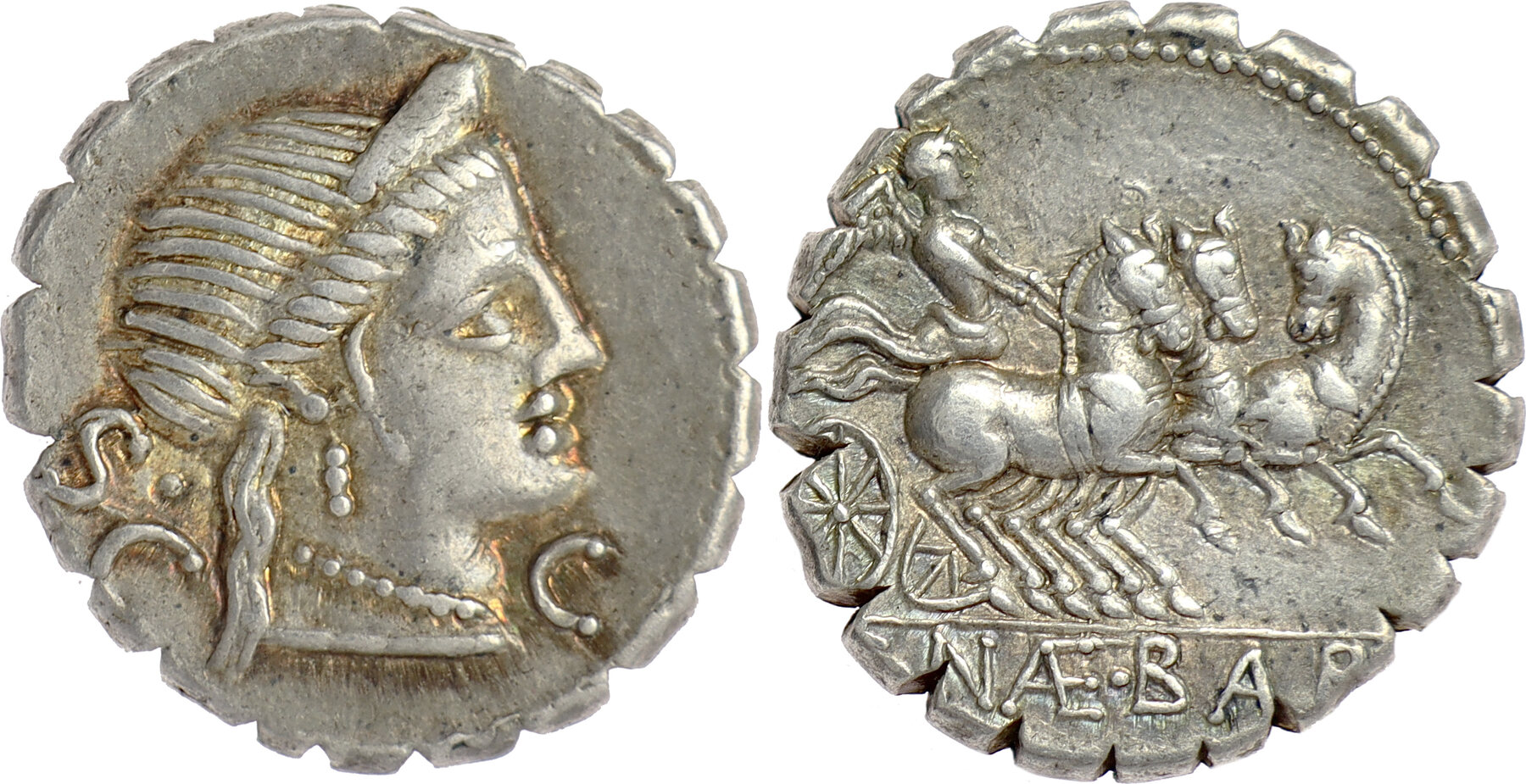 Roman Republic AR Denarius Serratus 79 BC C. Naevius Balbus presque SUP ...