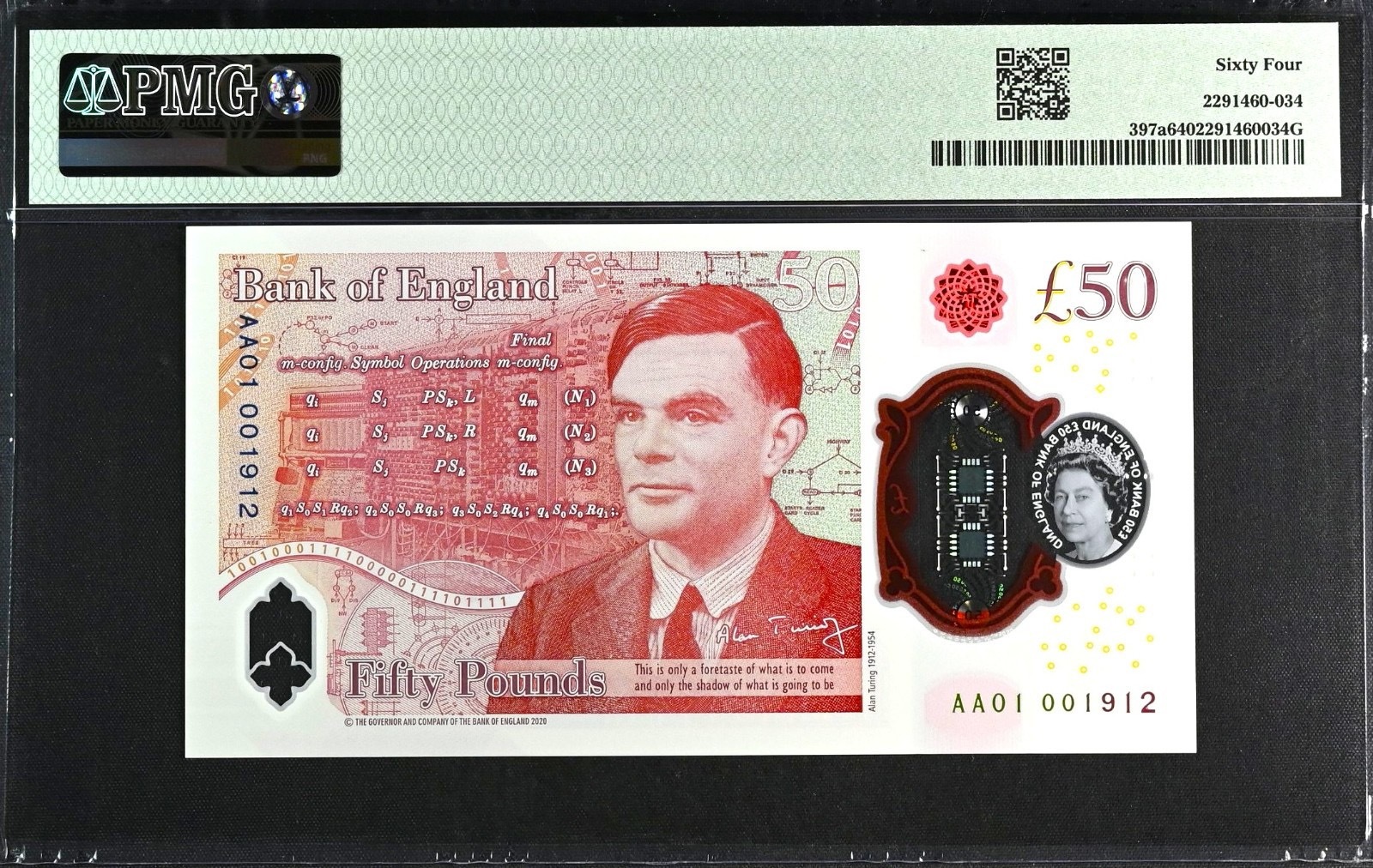 Great Britain 50 Pound 2020 ALAN TURING Birth # AA01 001912 P-397a CH ...