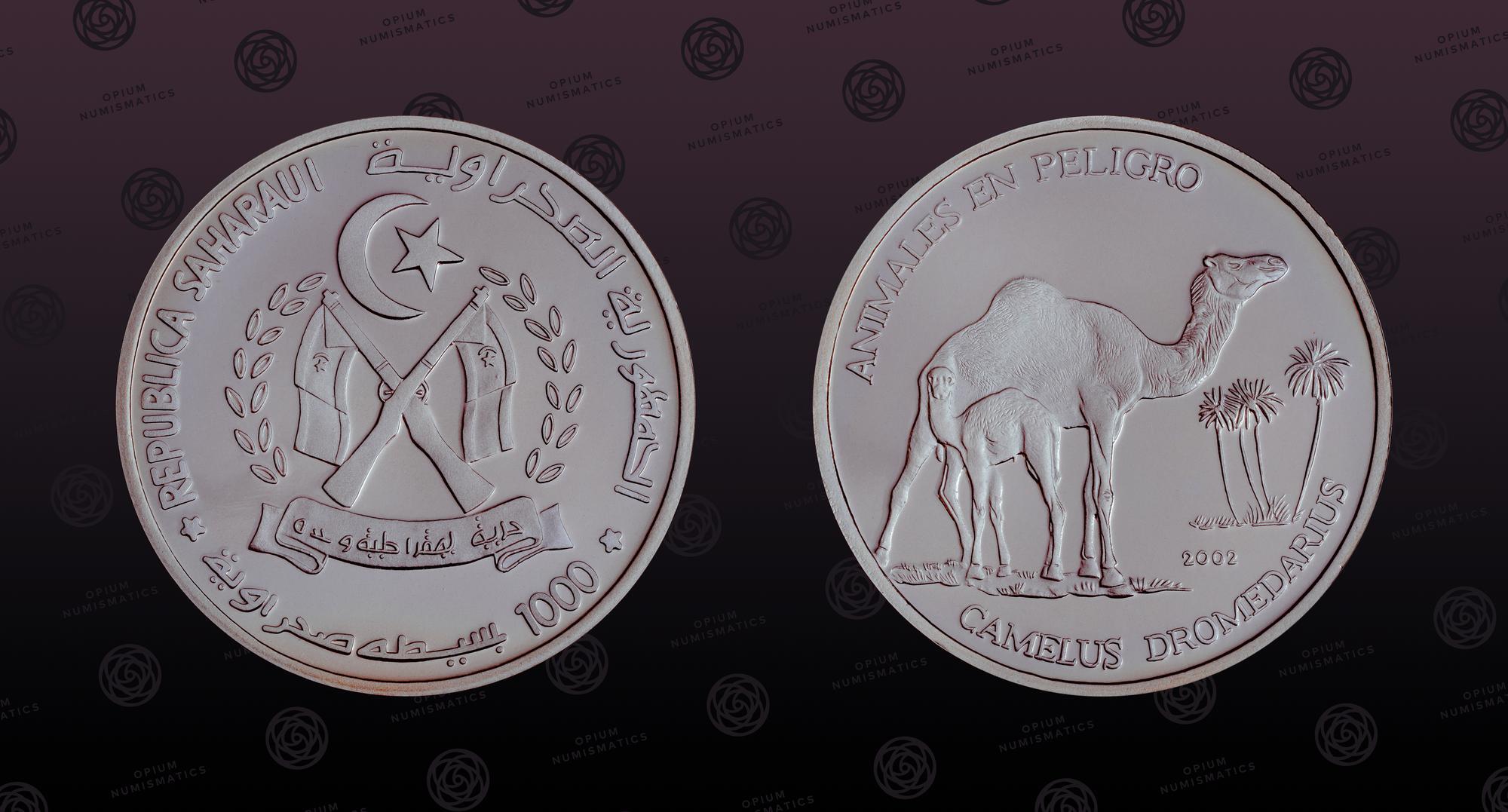 SAHARAWI ARAB DEMOCRATIC REPUBLIC, Unlisted, Silver, 1000 Pesetas, 2002 ...