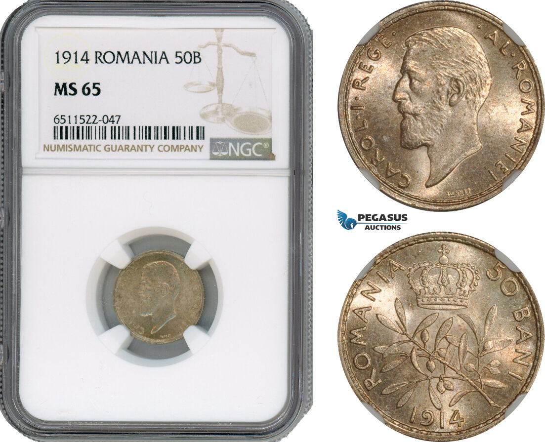 Romania 50 Bani 1914 NGC MS65 | MA-Shops