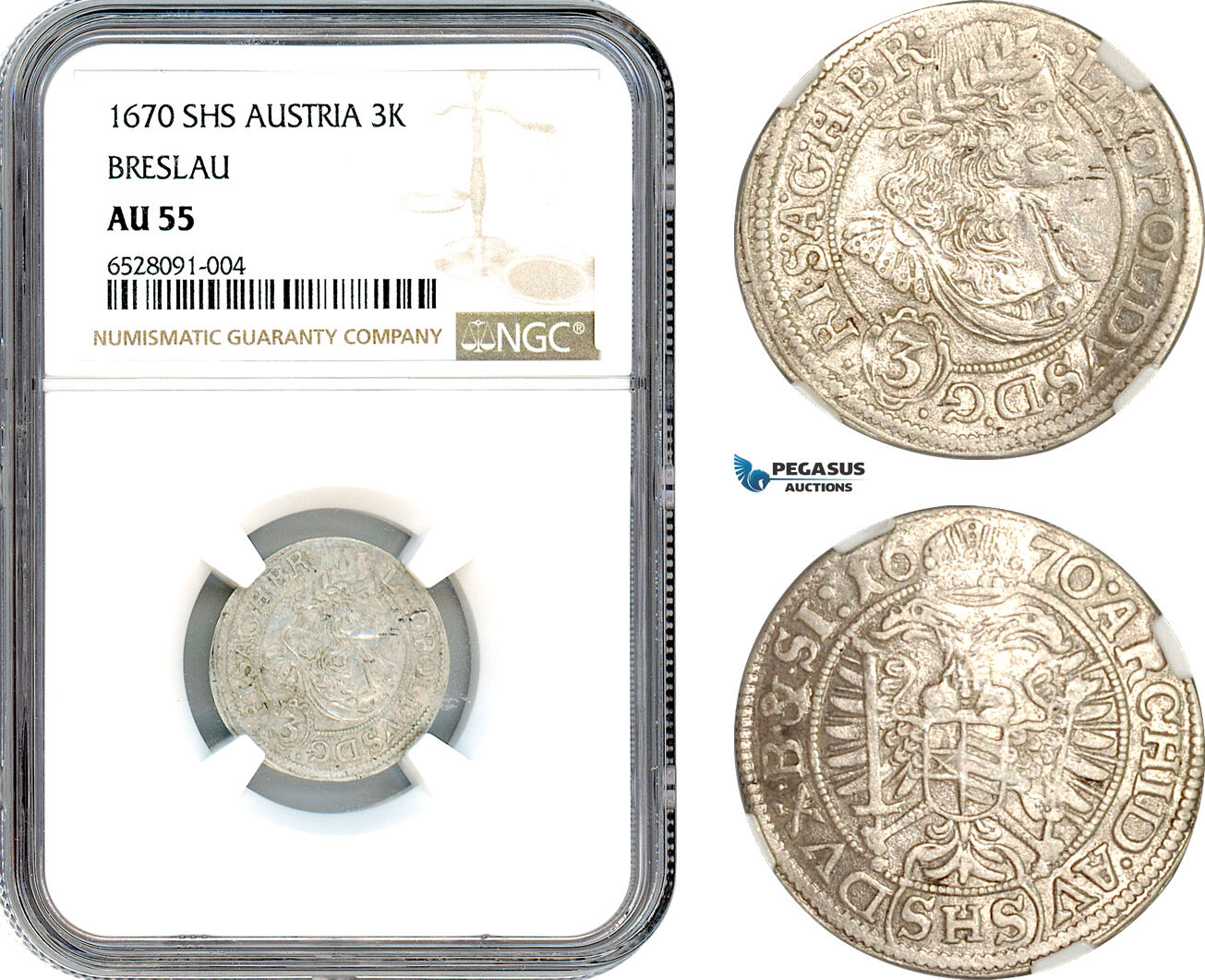 Austria 3 Kreuzer 1670 NGC AU55 | MA-Shops