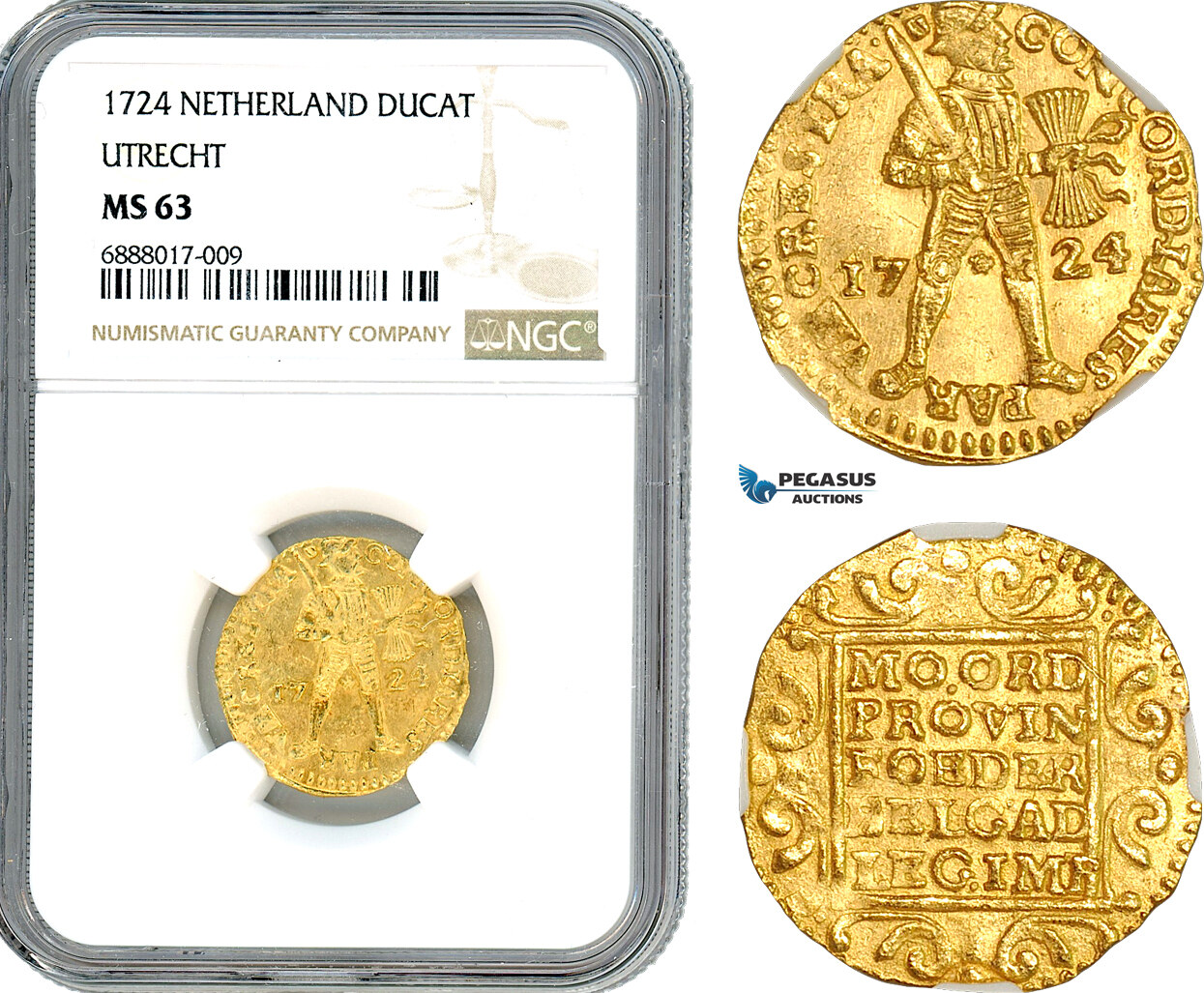 Netherlands, Utrecht 1 Ducat 1724 NGC MS63 | MA-Shops