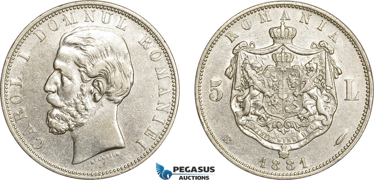 Romania 5 Lei 1881 Carol I VF-XF | MA-Shops