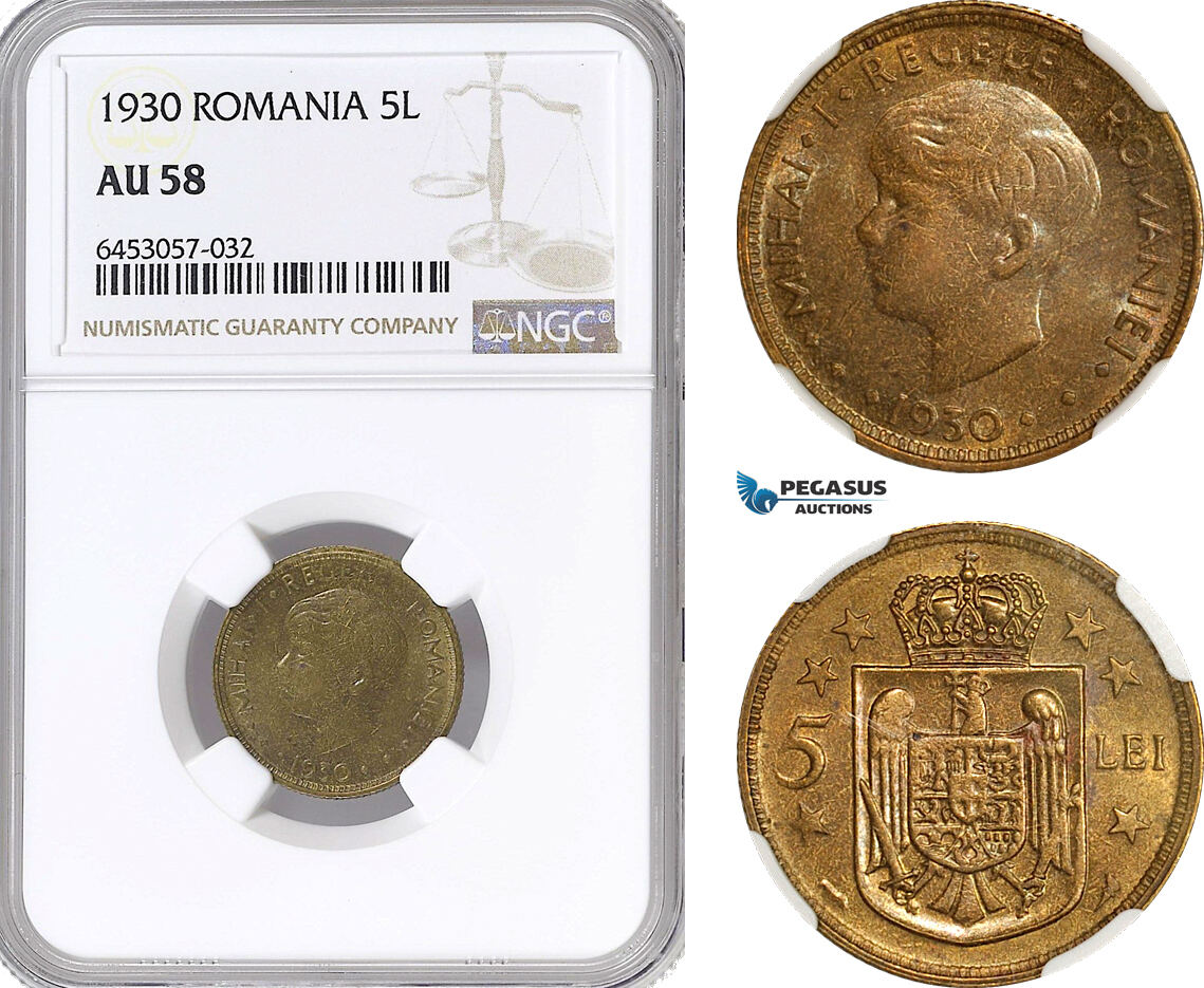 Romania 5 Lei 1930 NGC AU58 | MA-Shops