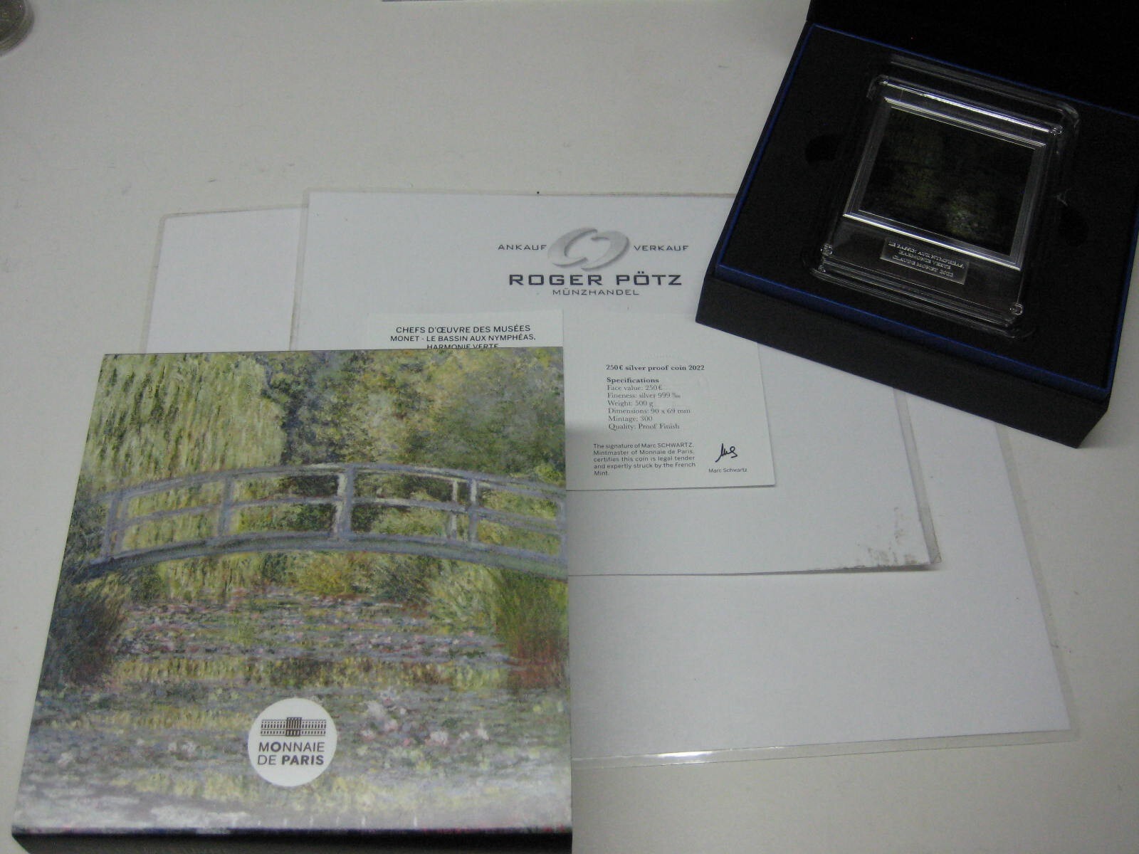 FRANKREICH 250 Euro 1/2 kg Silber coloriert 2022 Claude Monet PP ...