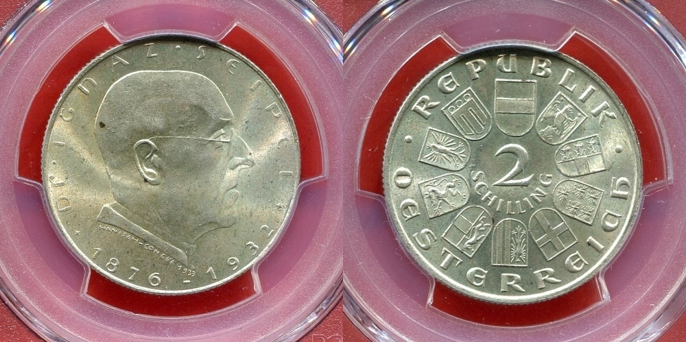 Austria 2 Schilling 1932 Dr. Ignaz Seipel 1876-1932 PCGS MS63 | MA-Shops