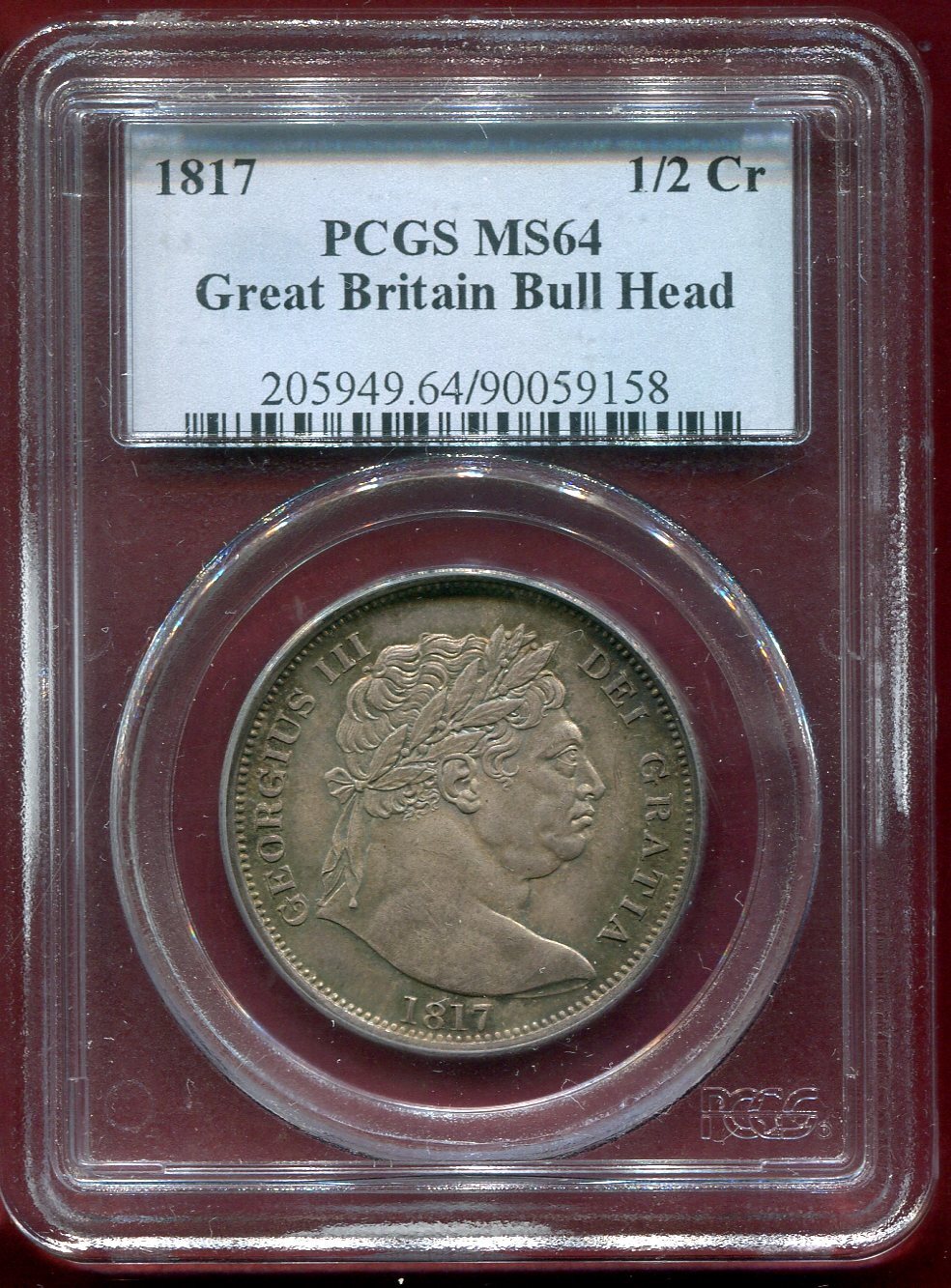 Great Britain England 1/2 Crown 1817 George III. Bull Head Large Bust ...