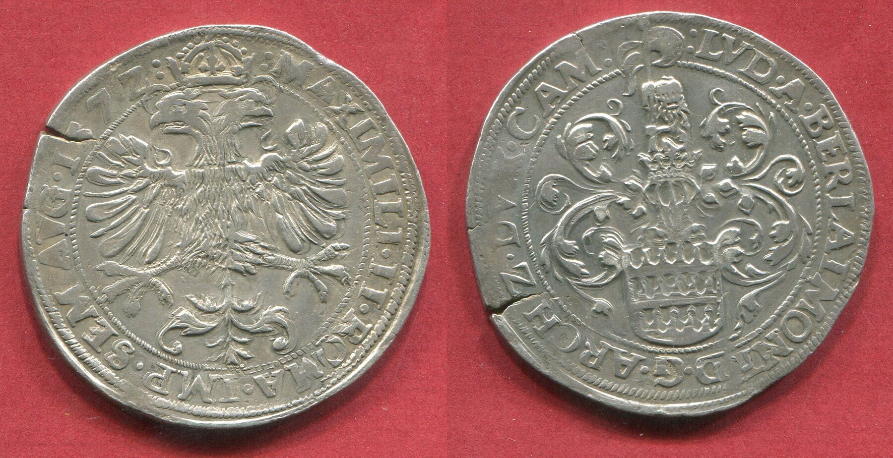 Belgien Cambrai - Bistum Ludwig von Berlaimont 1570-1596 Taler 1572 mit Titel Maximilian II. USA ...