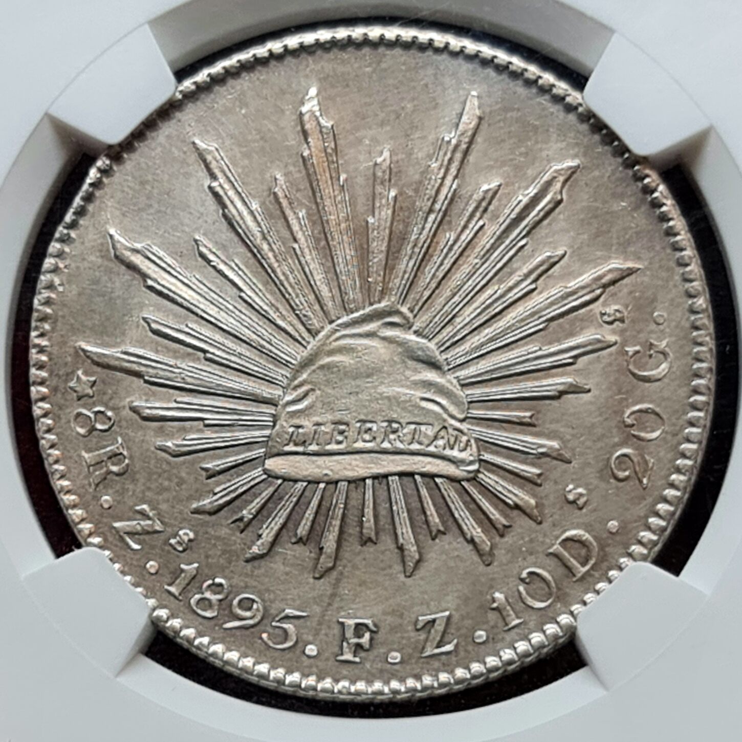 Mexico 8 Reales 1895 ZS FZ Zacatecas NGC UNC Details | MA-Shops